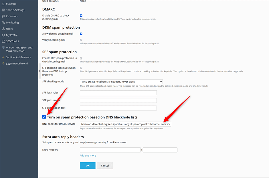 How can I add custom DNSBLs for use in Warden Anti-spam and Virus ...