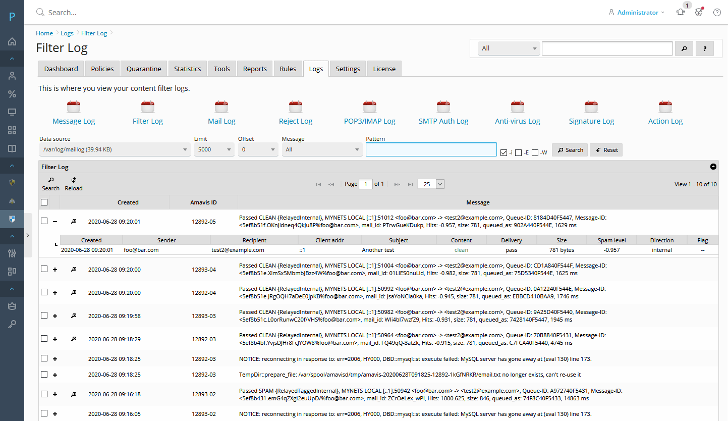 Plesk Anti-spam and Anti-virus - Screenshots | Danami